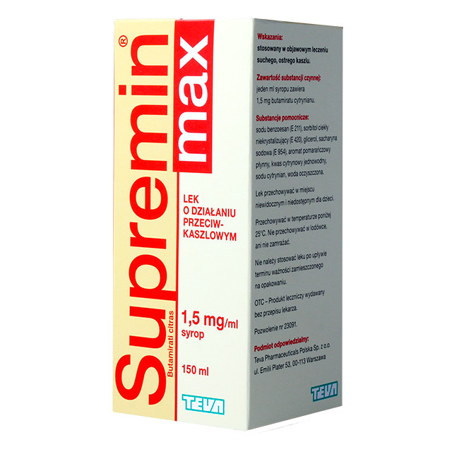 Supremin Max, 1,5 mg/ml, syrop, 150 ml | Apteline.pl