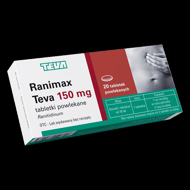 Ranimax Teva, 150 mg, 20 tabletek powlekanych | Apteline.pl
