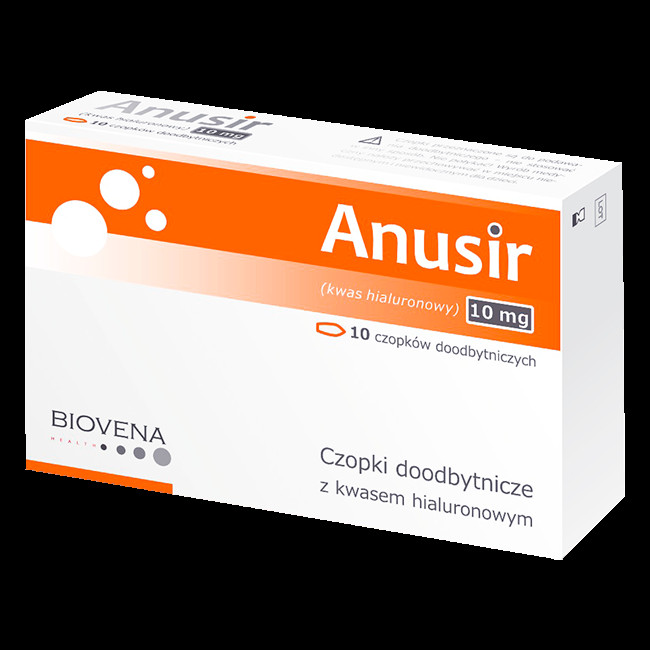 Anusir, 10 czopków doodbytniczych z kwasem hialuronowym | Apteline.pl