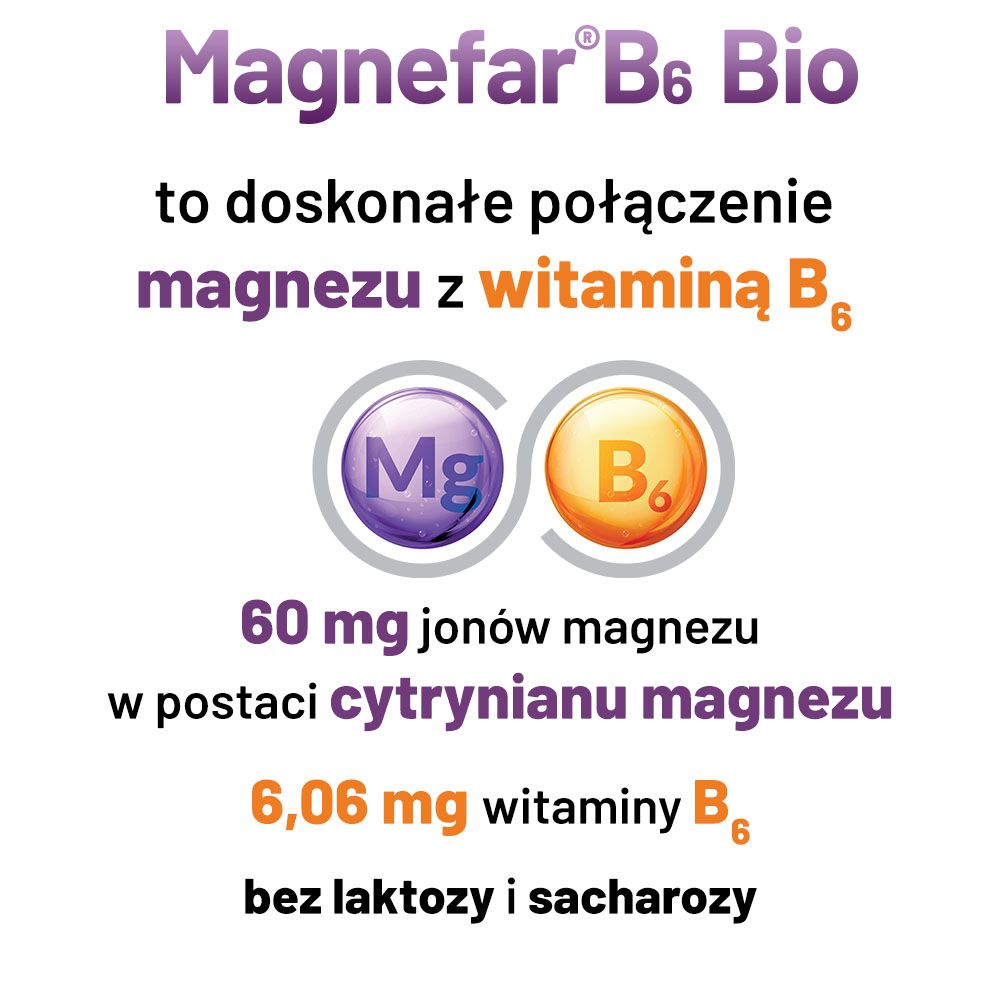 Magnefar B6 Bio, 60 tabletek powlekanych | Apteline.pl