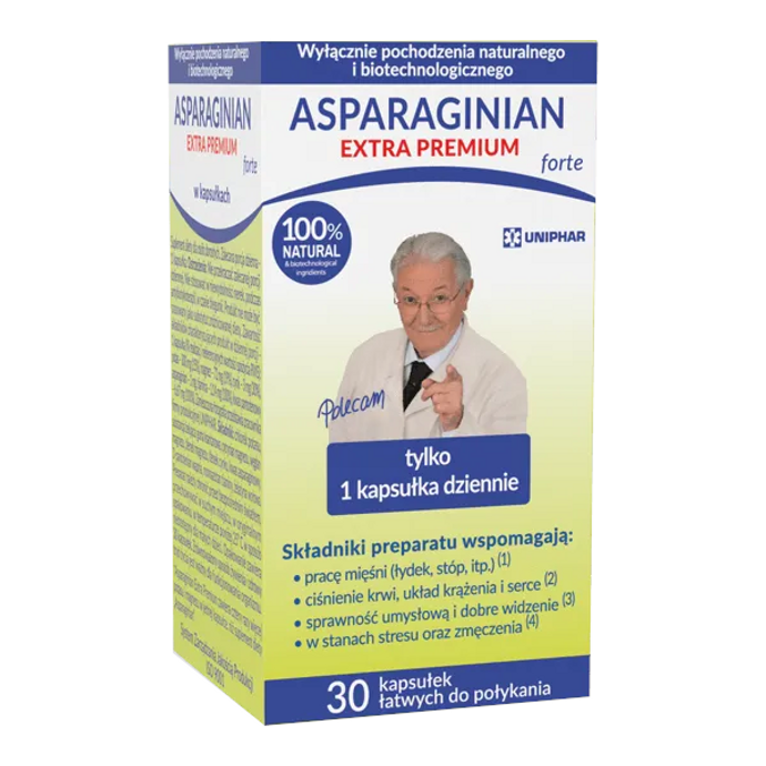 Asparaginian Extra Premium forte, 30 kapsułek | Apteline.pl