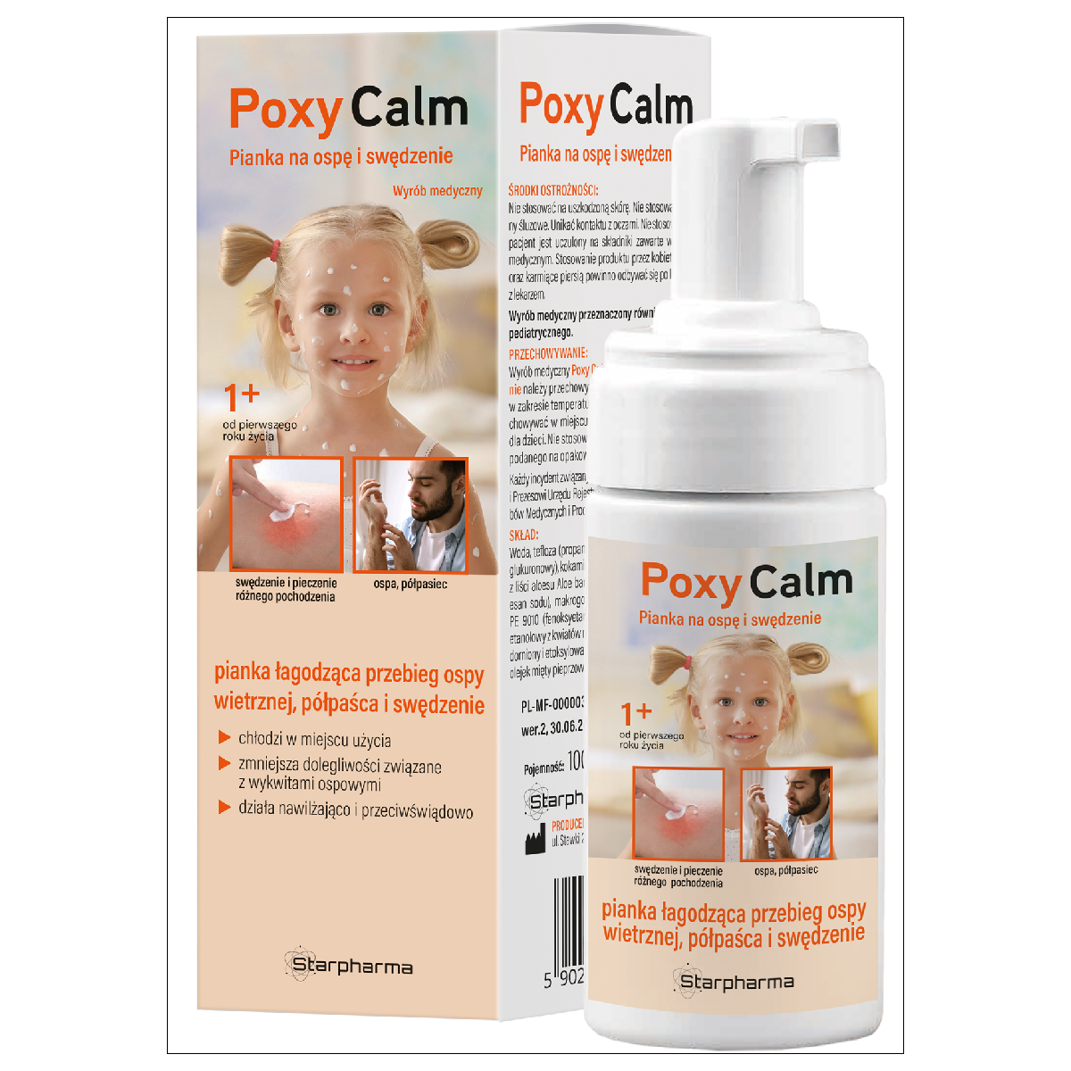 Poxy Calm, Pianka na ospę i swędzenie, 100 ml | Apteline.pl