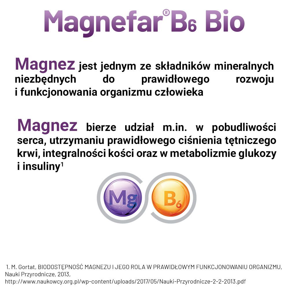 Magnefar B6 Bio, 60 tabletek powlekanych | Apteline.pl
