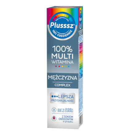 Plusssz 100% Multiwitamina + Mężczyzna Complex, 20 tabletek musujących ...