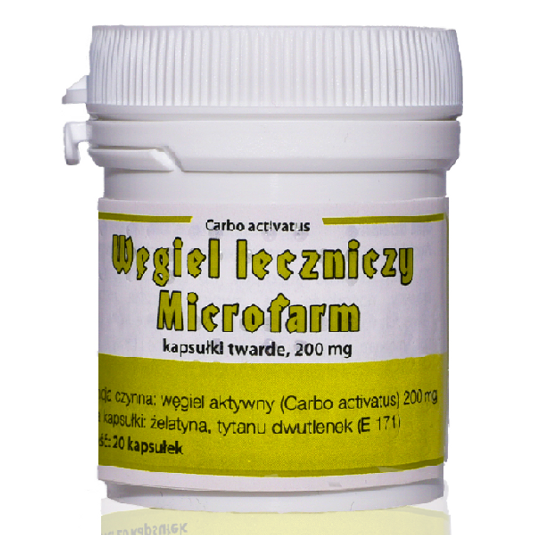 Węgiel leczniczy Microfarm (Carbo activatus), 200 mg, 20 kapsułek ...