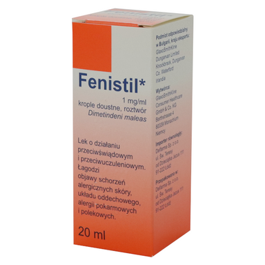 Fenistil 1 mg/ml, krople doustne, 20 ml (import równoległy Delfarma ...
