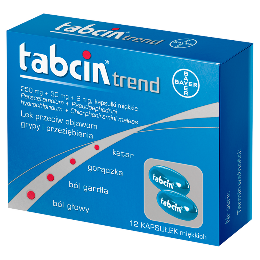 Tabcin Trend, Bayer, 12 kapsułek, cena, ulotka, dawkowanie | Apteline.pl