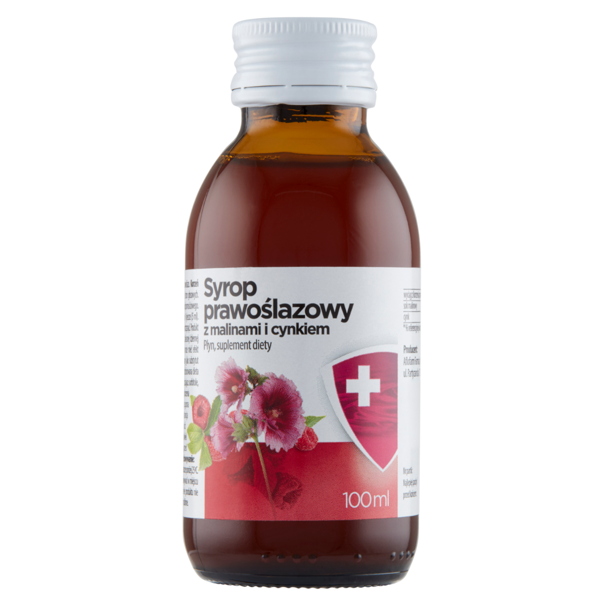 Syrop prawoślazowy z malinami i cynkiem, 100 ml | Apteline.pl
