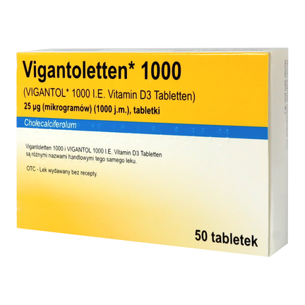 Vigantoletten 1000, 50 tabletek (import równoległy Pharmapoint ...