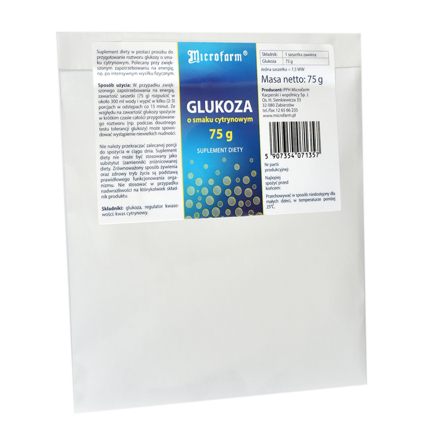 Glukoza o smaku cytrynowym, Microfarm, 75 g | Apteline.pl