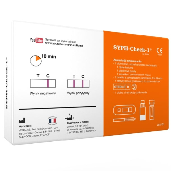 SYPH-Check-1, test na wykrycie wczesnej i późnej kiły, 1 sztuka ...