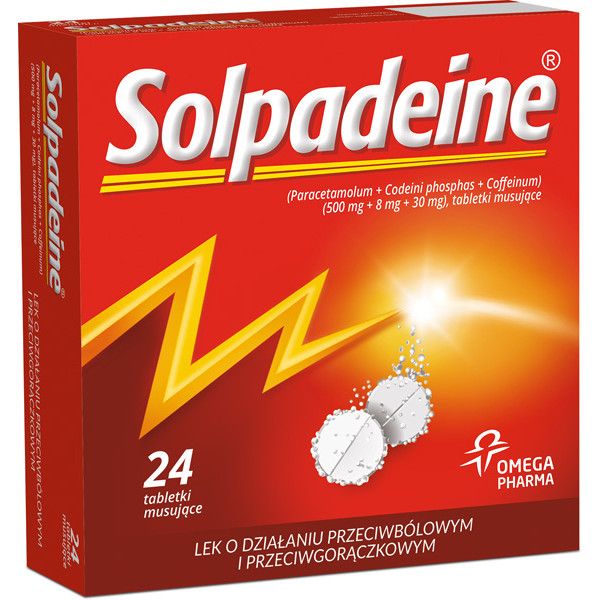 Solpadeine 500 mg + 8 mg + 30 mg, 24 tabletki musujące | Apteline.pl