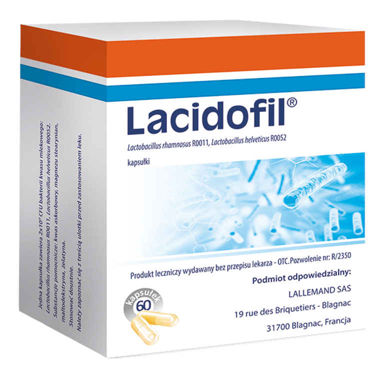 Lacidofil, probiotyk, 60 kapsułek, cena, ulotka, opinie | Apteline.pl