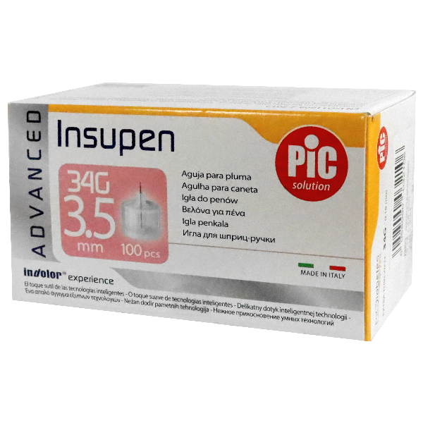 PiC Insupen 34G x 3,5 mm, igły do penów insulinowych, 100 sztuk | Apteline.pl