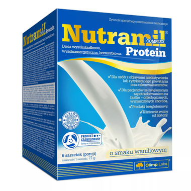 Nutramil Complex Protein, smak truskawkowy, 6 saszetek | Apteline.pl
